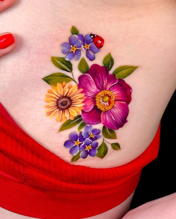 23 Vibrant Color Flower Tattoo Ideas: Embrace Nature's Beauty
