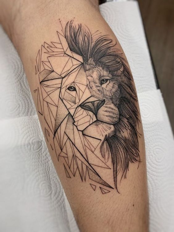 27 Geometric Lion Tattoo: Striking Designs with Angular Elements ...