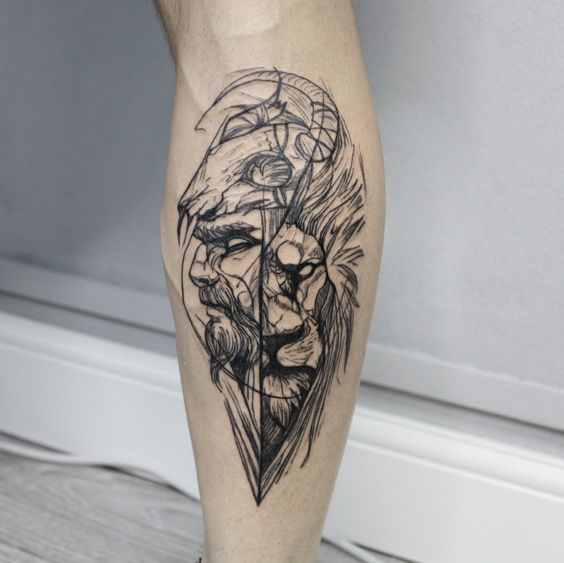 27 Geometric Lion Tattoo: Striking Designs with Angular Elements ...