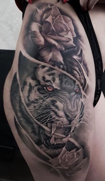 25 Tiger Tattoo on Thigh Ideas: Roaring Strength and Elegance