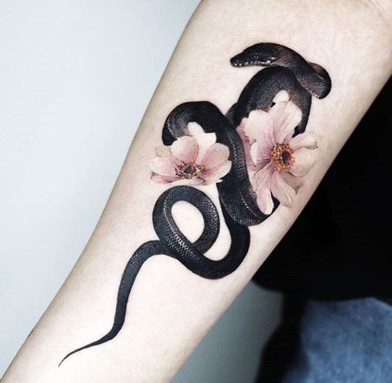 29 Snake and Flower Tattoos Ideas: A Harmonious Fusion of Nature and ...