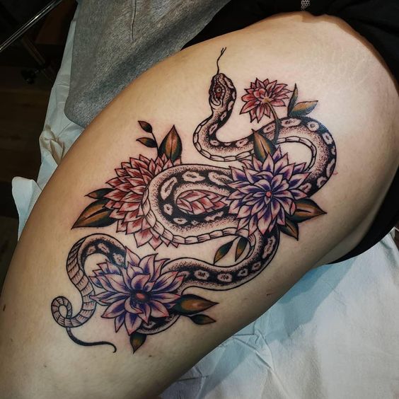 25 Ideas Embracing Color in Snake Tattoo Designs - Welcome to Fashion ...