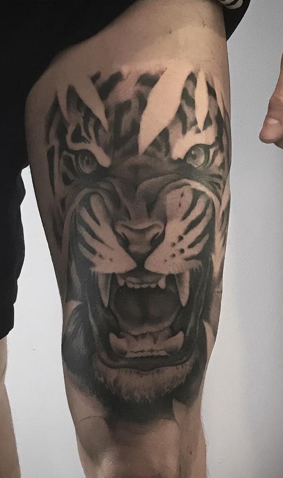 25 Tiger Tattoo on Thigh Ideas: Roaring Strength and Elegance