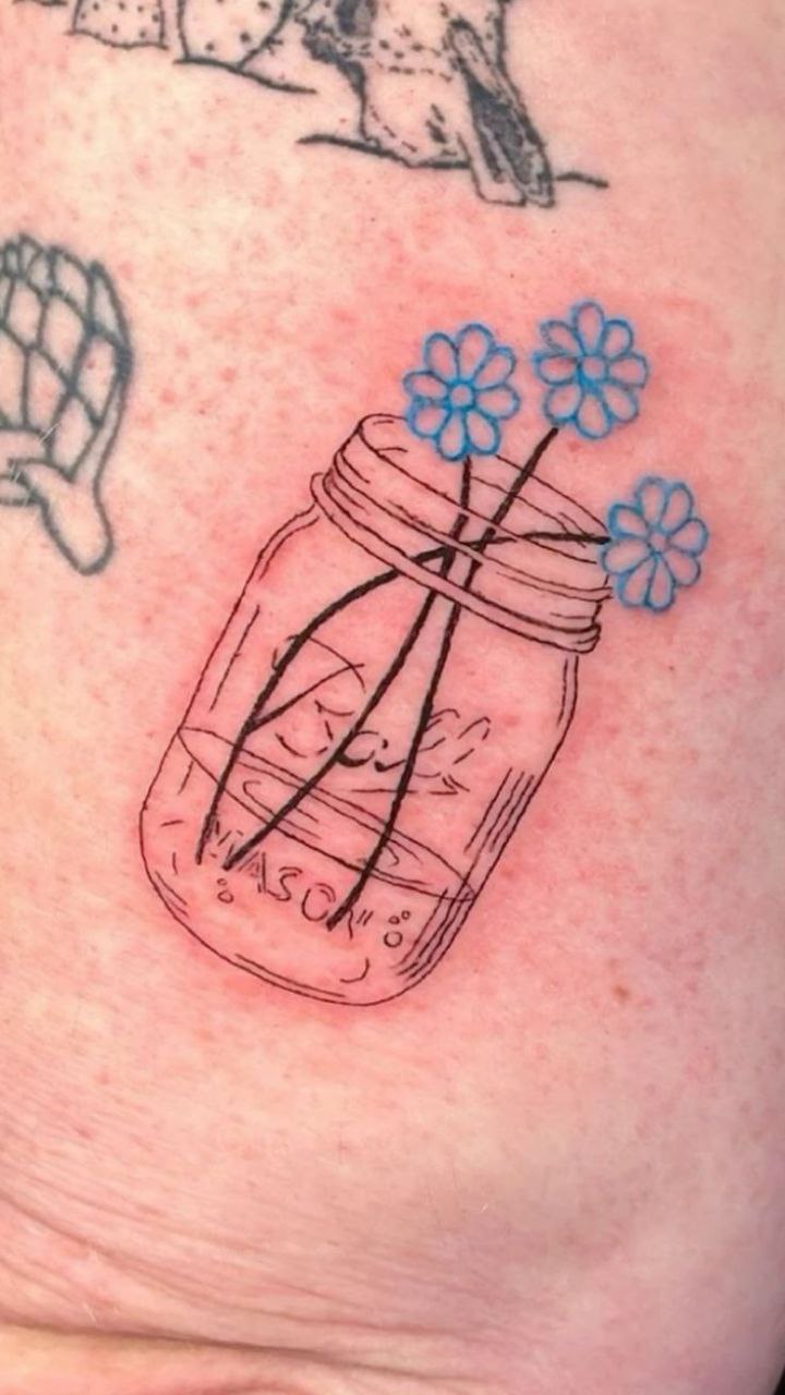 Unique 19 Mason Jar Tattoo Inspirations 2024: Preserving Memories ...