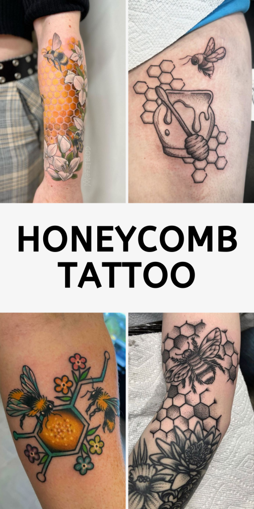 30 Honeycomb Tattoo Ideas 2025 with Bees, Flowers, and Geometric ...
