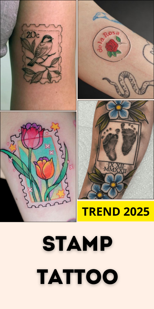 30 Unique Stamp Tattoo Ideas 2025 with Travel, Floral, Vintage, Fine ...