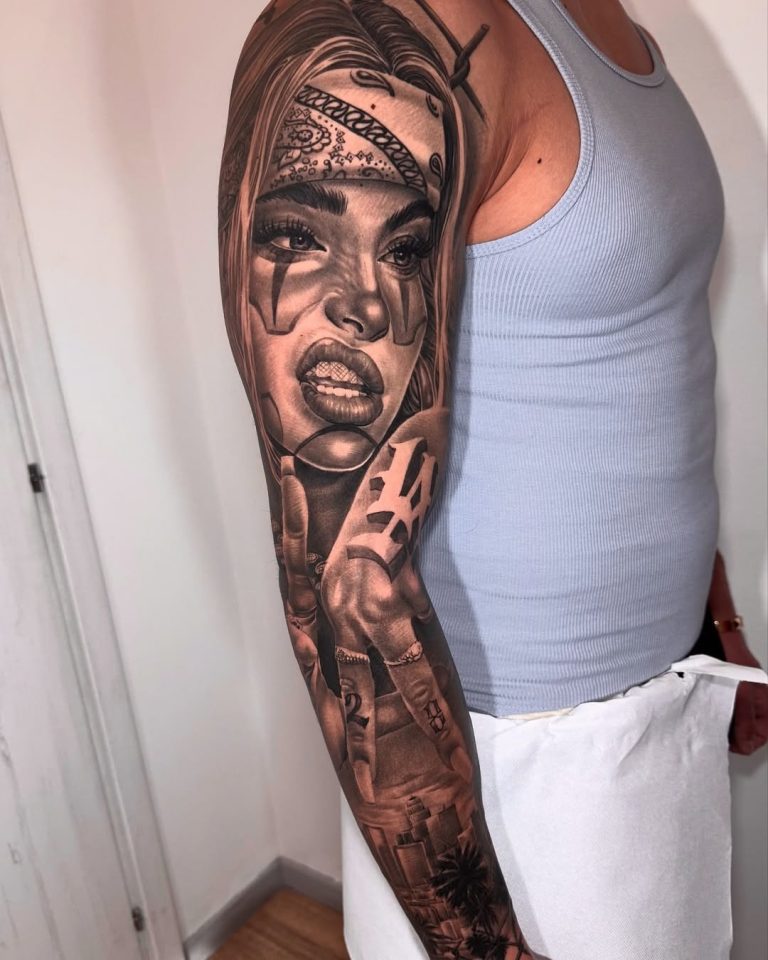 30 Chicano Tattoo Ideas 2025 with Lettering, Sleeve Designs, Querubin ...