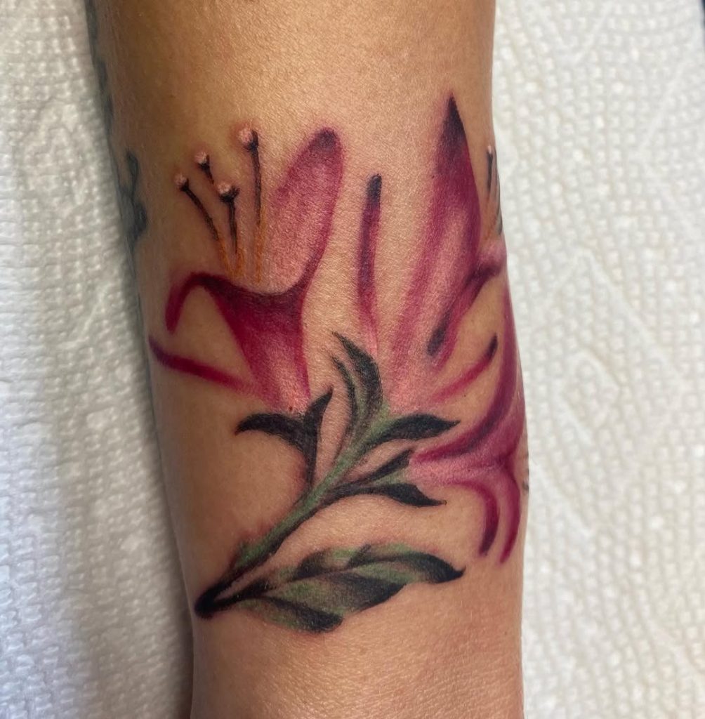 29 Honeysuckle Tattoo Ideas with Fine Line, Neo Traditional, Coral, and ...