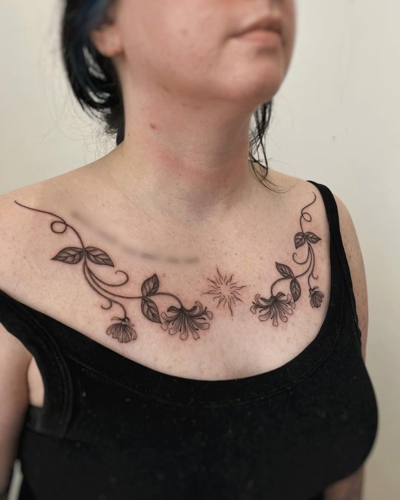 29 Honeysuckle Tattoo Ideas with Fine Line, Neo Traditional, Coral, and ...