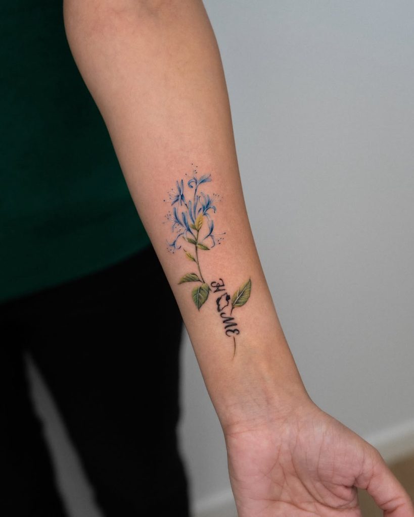29 Honeysuckle Tattoo Ideas with Fine Line, Neo Traditional, Coral, and ...