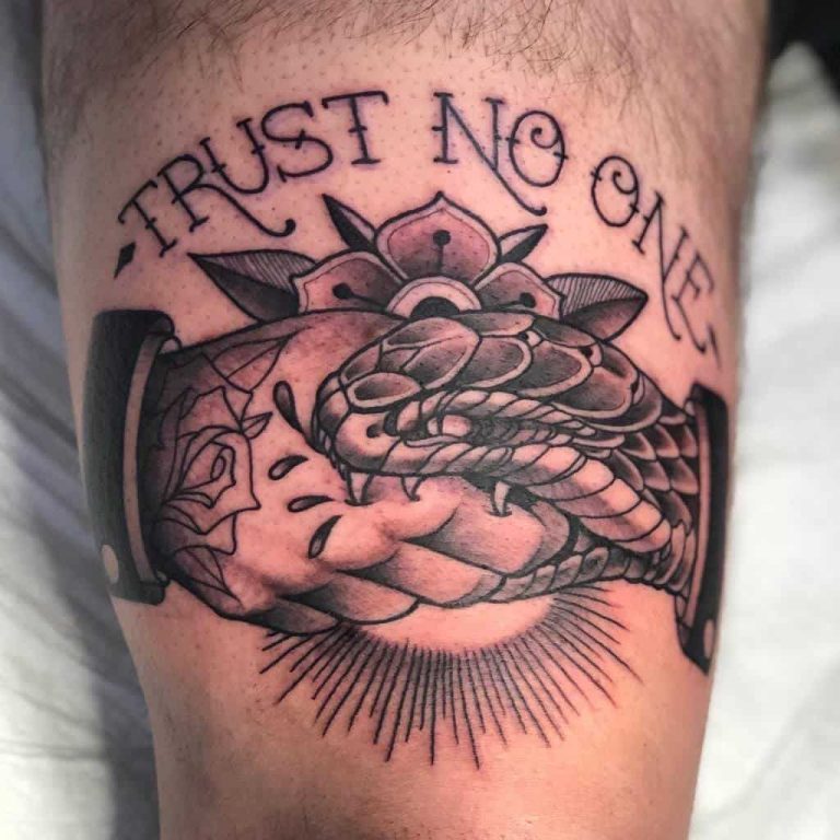 25 Trust No One Tattoo Designs with Lettering, Fonts, Ideas for Men and ...