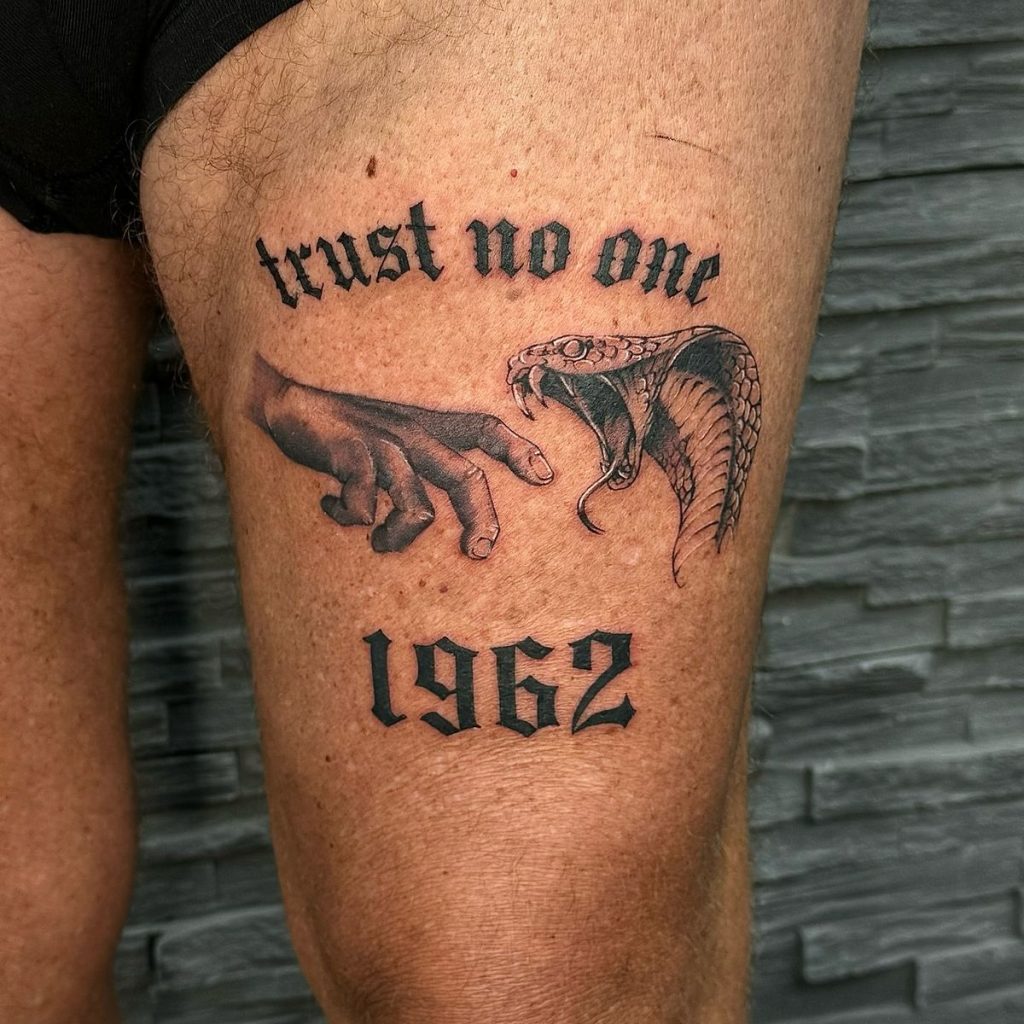 25 Trust No One Tattoo Designs with Lettering, Fonts, Ideas for Men and ...