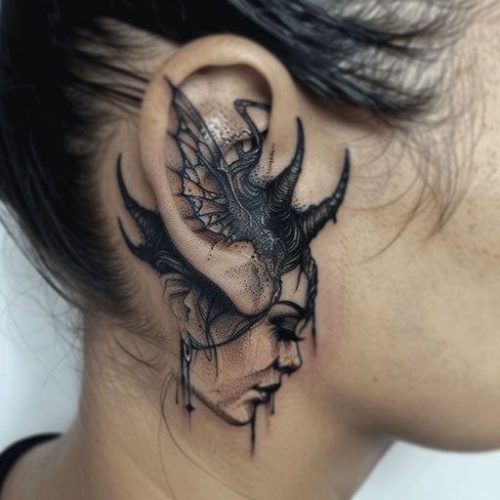 28 Ear Tattoo Ideas for Women and Men with Piercings – Inner, Behind ...