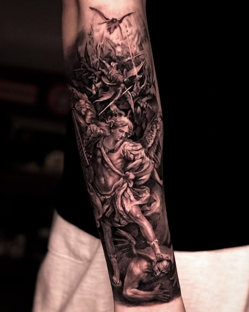 28 Archangel Michael Tattoo Designs for Men and Women – Realism, Sleeve ...