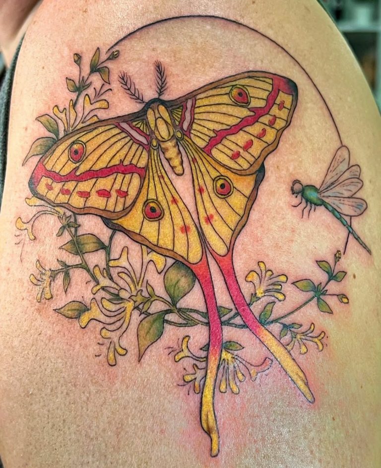 29 Honeysuckle Tattoo Ideas with Fine Line, Neo Traditional, Coral, and ...
