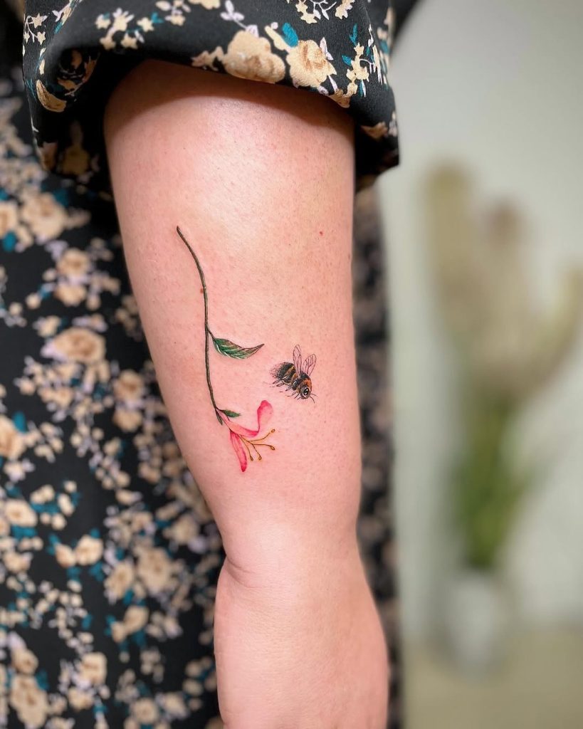 29 Honeysuckle Tattoo Ideas with Fine Line, Neo Traditional, Coral, and ...