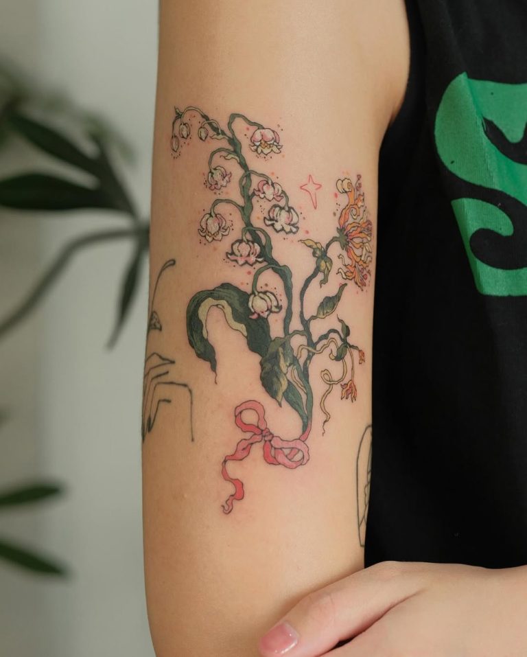 29 Honeysuckle Tattoo Ideas with Fine Line, Neo Traditional, Coral, and ...