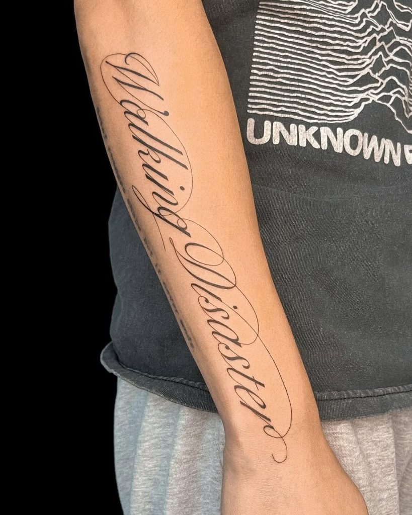 Script Tattoo Ideas: Fine Line Cursive, Chicano Gothic Lettering & Best ...
