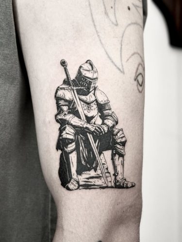 Medieval Knight Tattoo Ideas – Powerful Black and Grey Warrior Tattoo ...