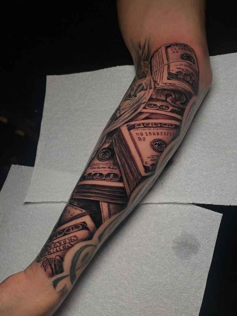 Money Tattoo Ideas For Men And Women: Sleeve Designs, Dollar Roll ...