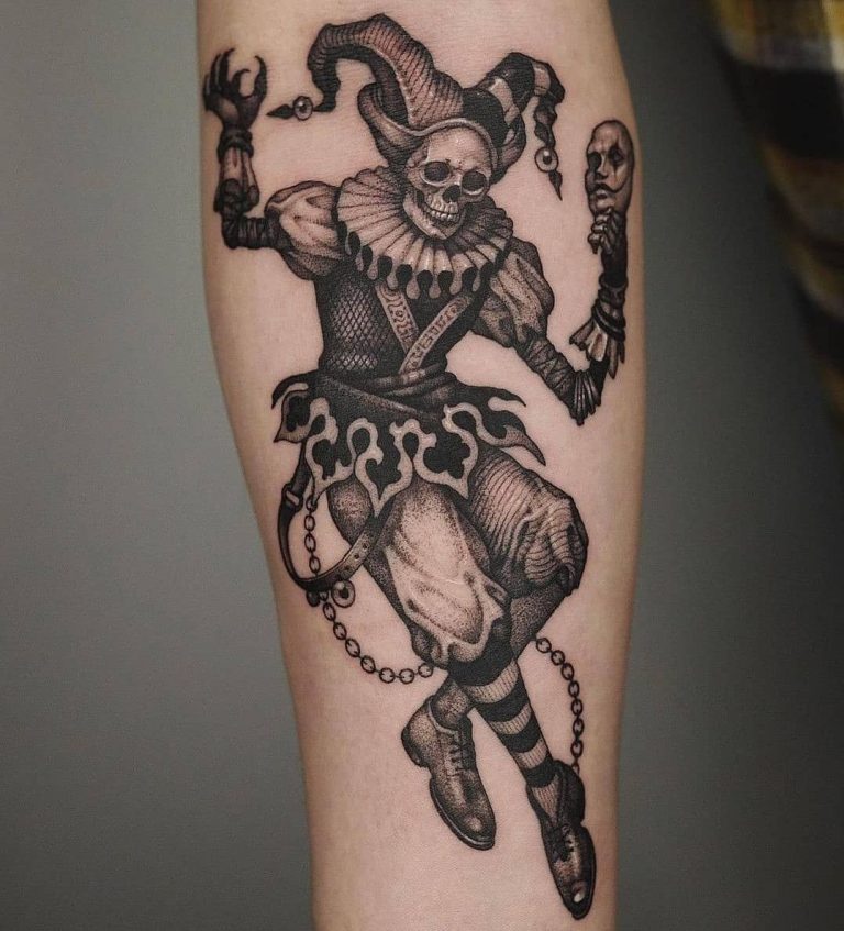 Jester Tattoo Ideas – Dark Joker, Medieval Clown, Gothic & Traditional ...