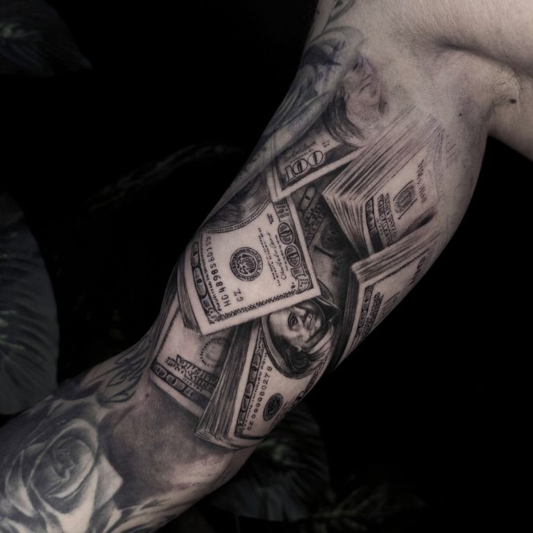 Money Tattoo Ideas For Men And Women: Sleeve Designs, Dollar Roll ...